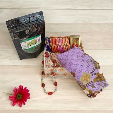 Stunning Gift with Shawl, Bangles, & Ganesh Statue Gift Hampers Gift to ...