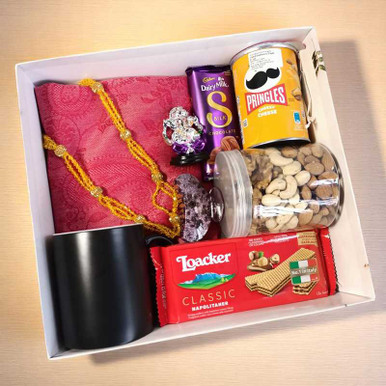 Pashmina Shawl Gift Set with Savory Snacks, Ganesh Statue & Magic Mug ...