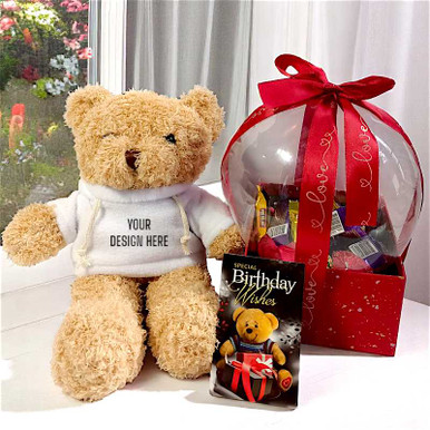 Personalized Teddy Bear with Surprise Birthday Treats Gift Hampers Gift ...