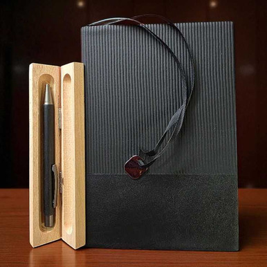 Stylish Black PU Leather Writing Set