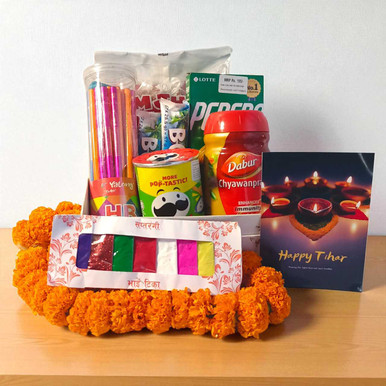 Tihar Gift Box with Tika & Mala for Kids Gift to Nepal | Giftmandu