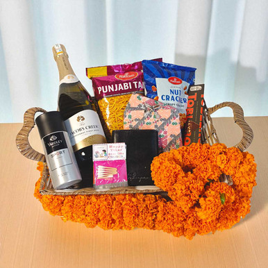 Tihar Gift Set with Jacob's Wine 750ml & Snacks for Brother Gift to ...