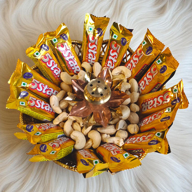 Festive Chocolate & Cashew Tray with Dhoop Stand