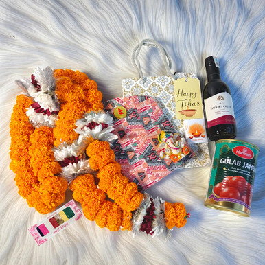 Tihar Blessings Gift Combo with Dhaka Topi, Ganesh Statue & Red Wine ...