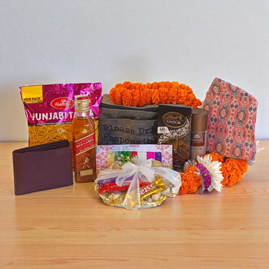 Traditional Bhaitika Gift with Mona B Bag & Red Label 200ml Gift to ...