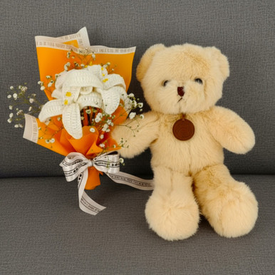 Charming Lily Bouquet & Teddy Gift Set