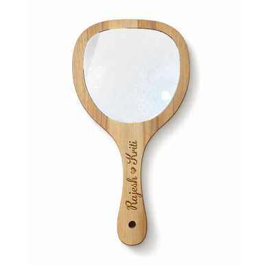 Personalized Wooden Hand Mirror with Couple Names & Date Engraving