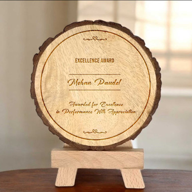 Custom Engraved Wooden Excellence Award Plaque With Recipient Name