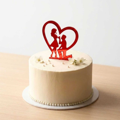 Romantic Proposal Heart Acrylic Cake Topper – Red Finish Gift to Nepal ...