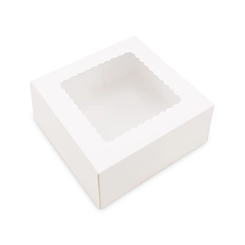 White Bakery Box With Window, 9 X 9 X 4