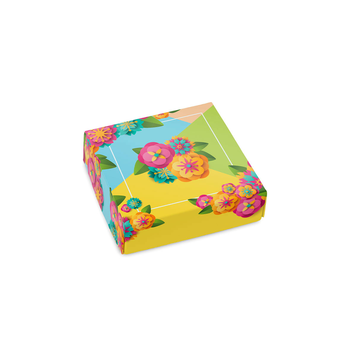 Paper Flowers Square Box, 3.5 x 3.5 x 1" - aspecialtybox.com