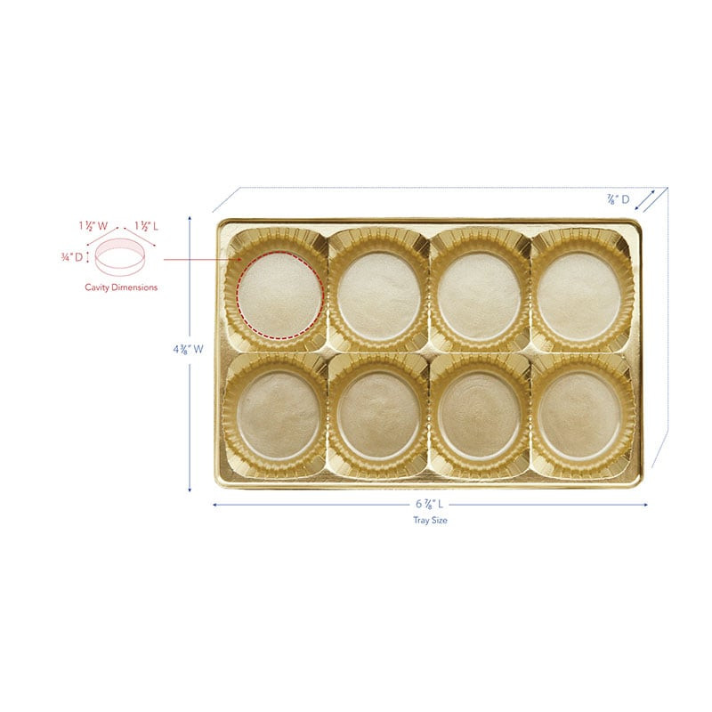 Gold 8oz Rectangle Tray with 8 Round Cavities | A Specialty Box