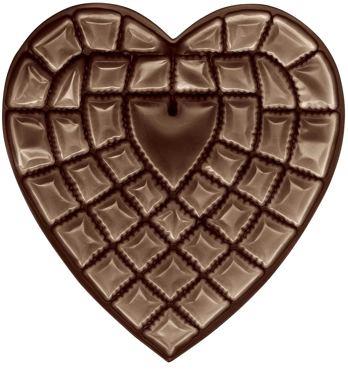 Heart Tray, Plastic, Brown, 1-1/2 lb., 42 Cavity, 10.5 x 10.75 x 1 ...