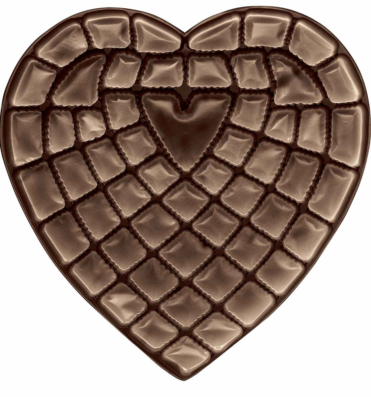 Heart Tray, Plastic, Brown, 2 lb., 55 Cavity, 12.5 x 12 x 1 ...
