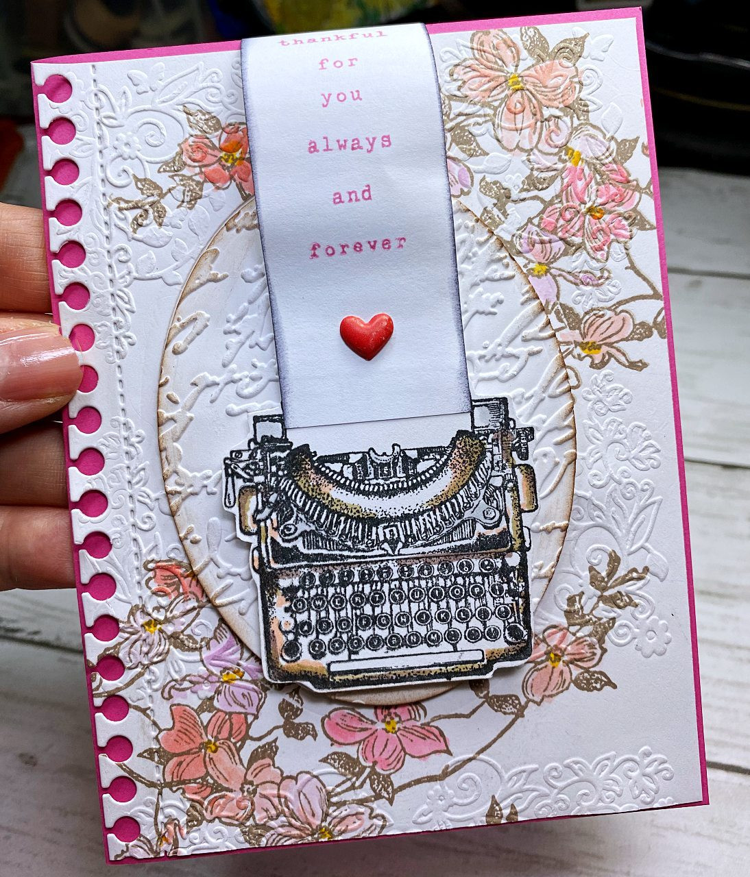 Typewriter Secret Message Card - Deep Red Stamps