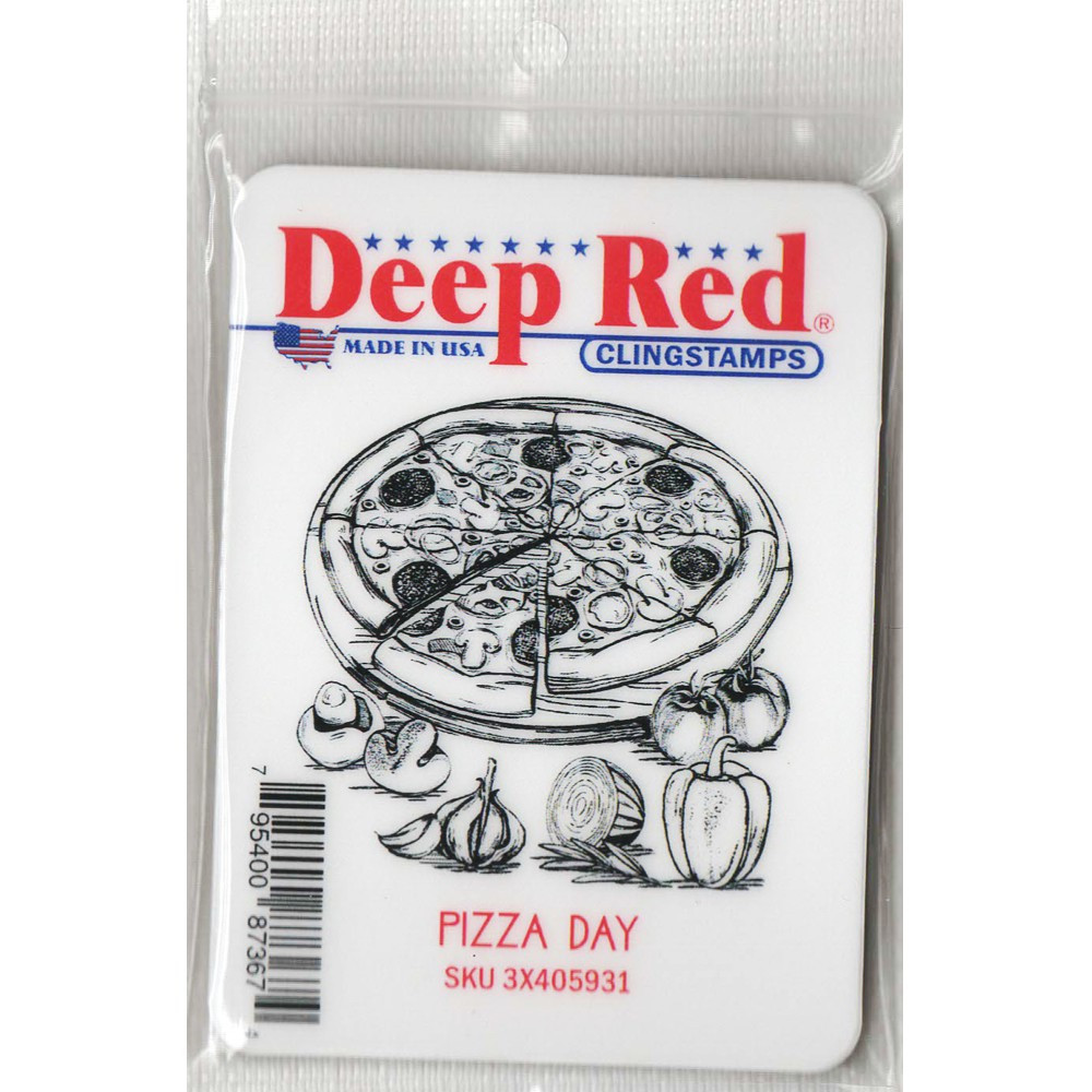 Deep Red Stamps Pizza Day Rubber Cling Stamp