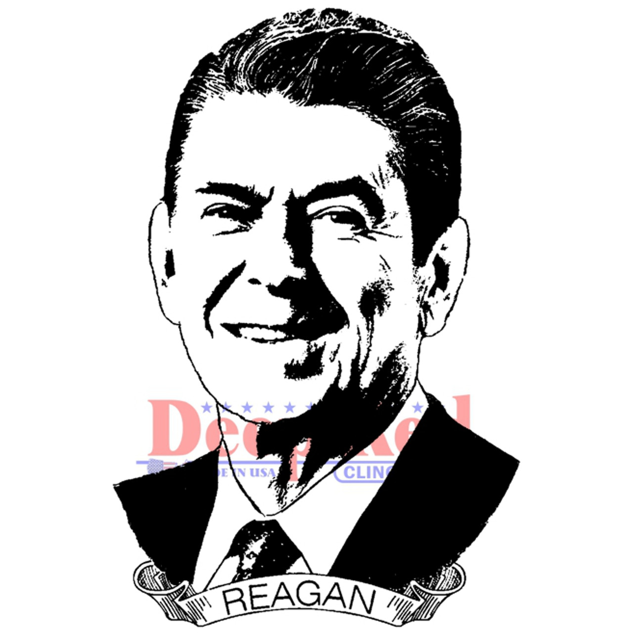 Deep Red Stamps President Reagan Rubber Cling Stamp