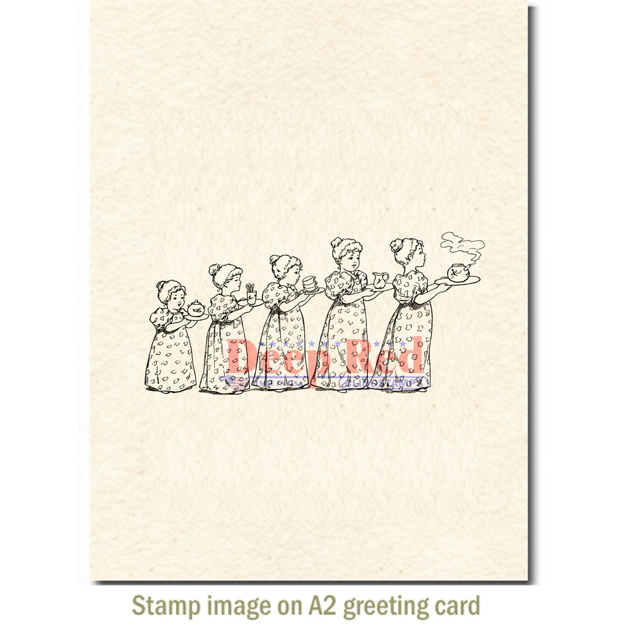 Deep Red Stamps Tea Service Rubber Cling Stamp