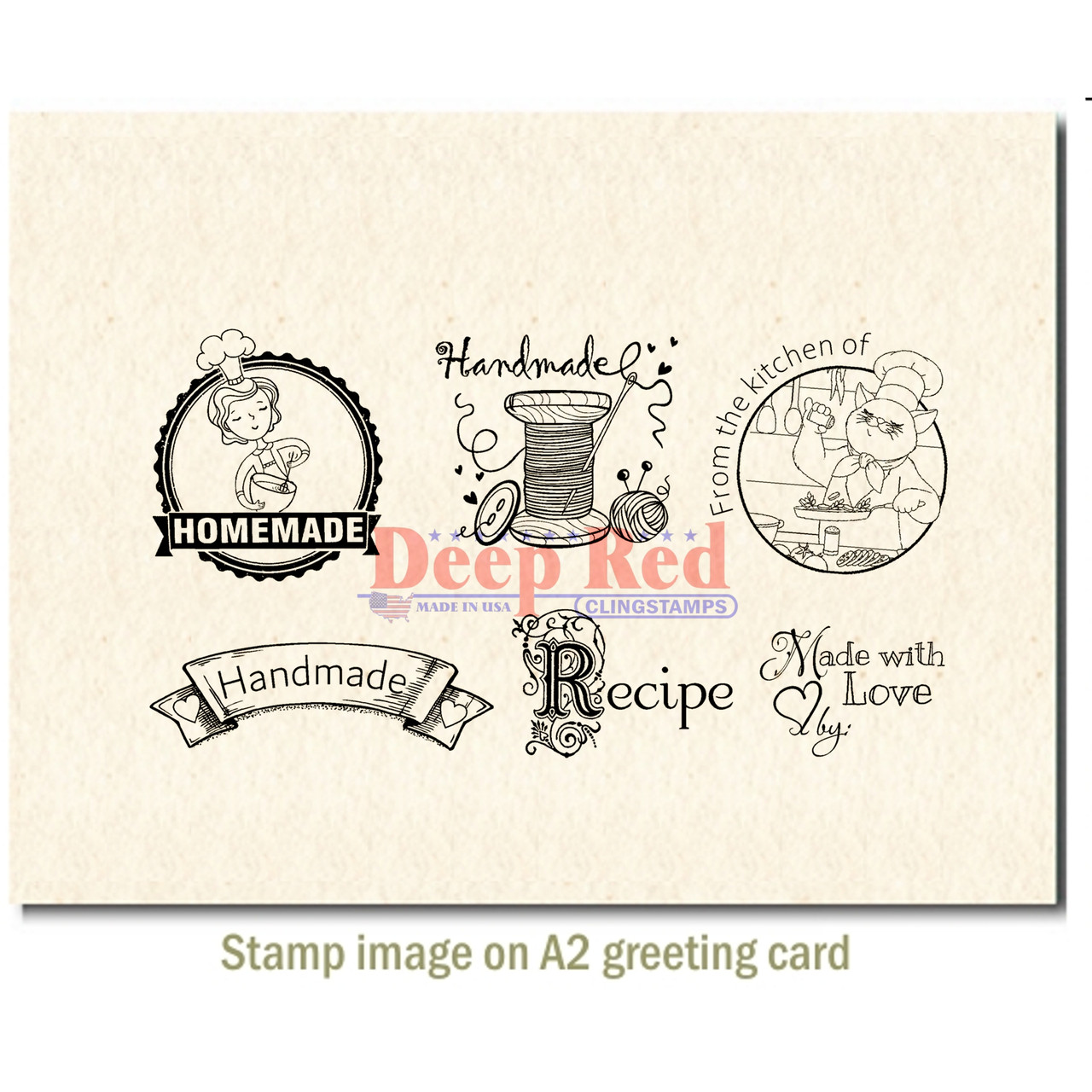 Hand and Home Made Rubber Cling Stamp - Deep Red Stamps
