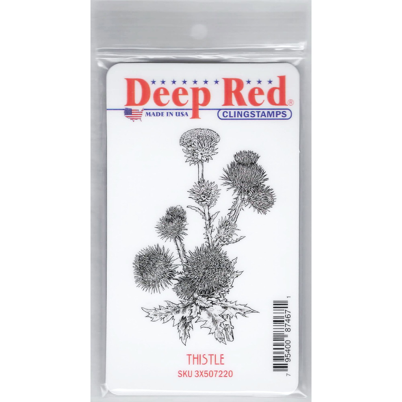 Thistle Rubber Cling Stamp - Deep Red Stamps