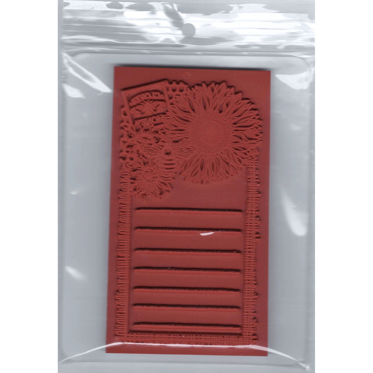 Sunflower Notes Rubber Cling Stamp - Deep Red Stamps