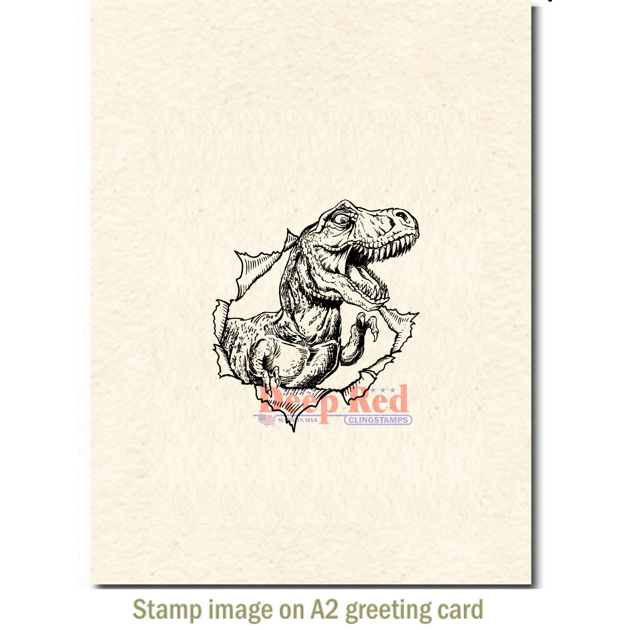 T-Rex Surprise Rubber Cling Stamp - Deep Red Stamps