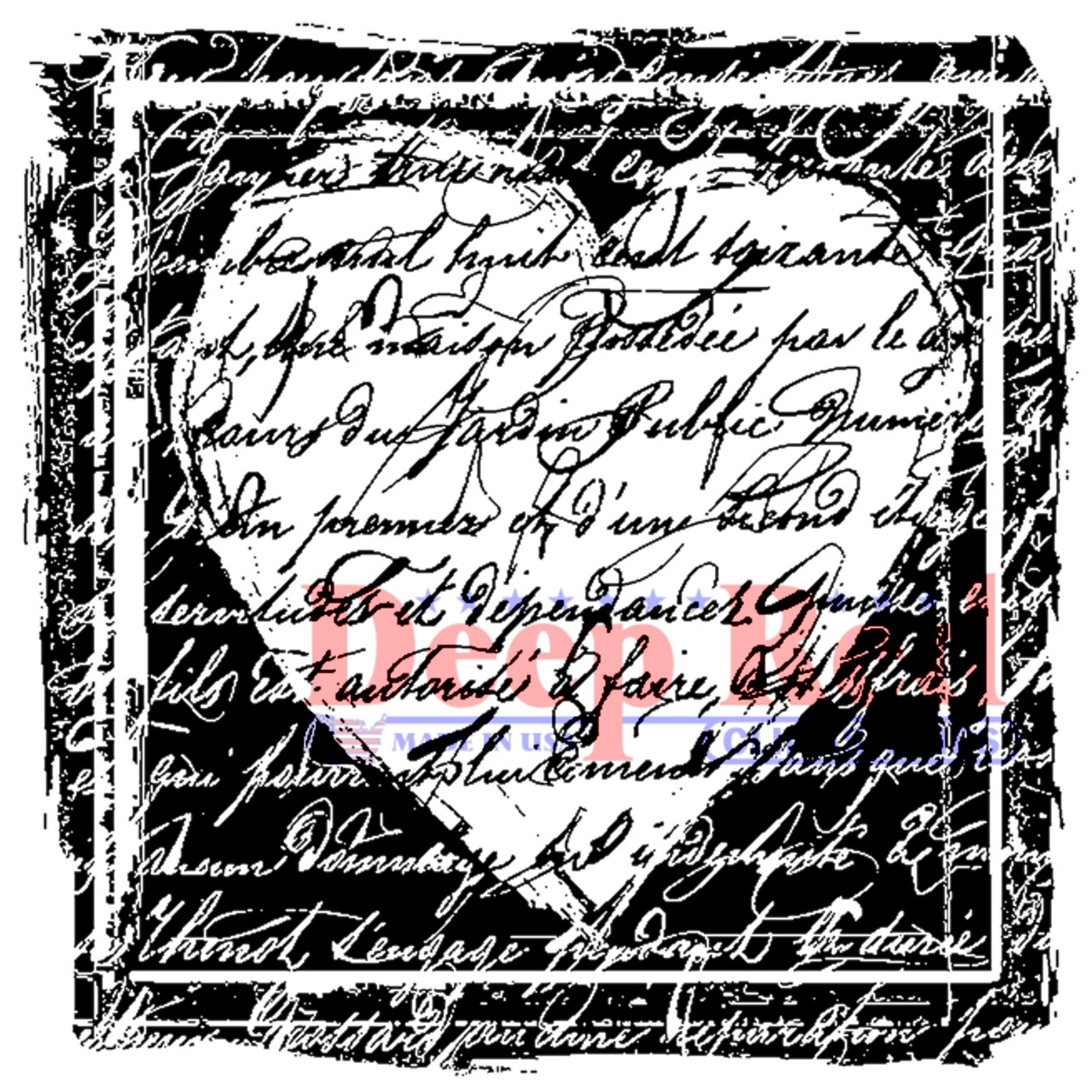 Heart Script Rubber Cling Stamp - Deep Red Stamps