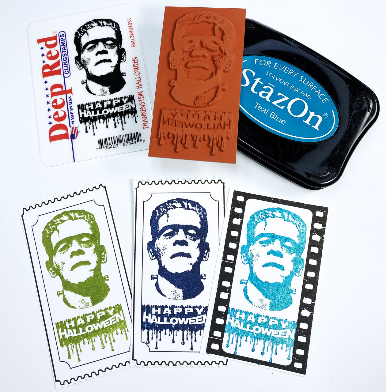 How to Color in Frankenstein Printable Download - Deep Red Stamps