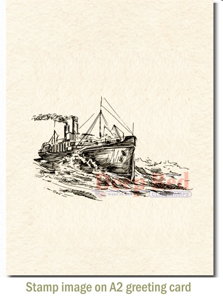 Ocean Steamer Rubber Cling Stamp
