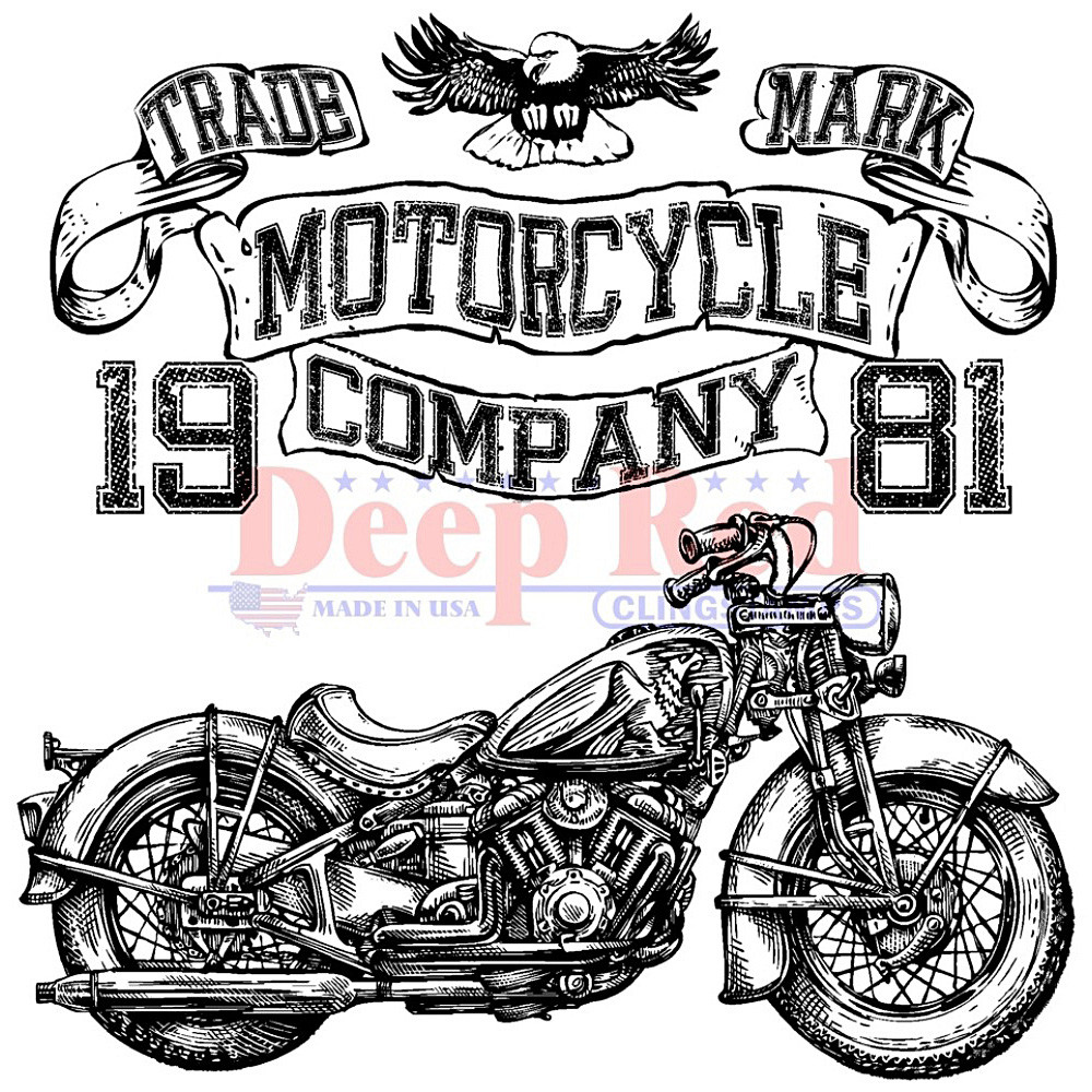 Motorcycle Logo Rubber Cling Stamp