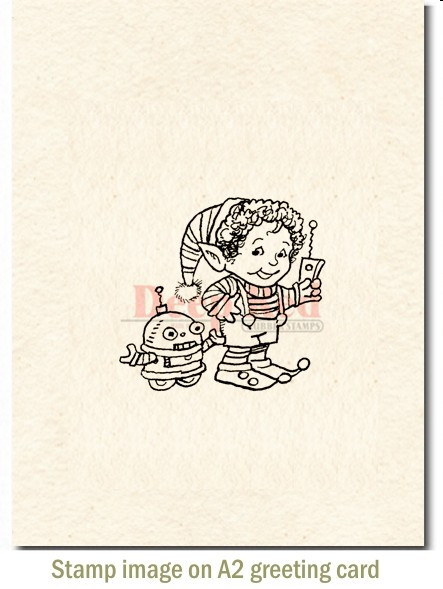 Elf Robot Rubber Cling Stamp