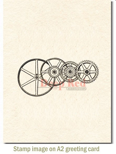 Gears and Pulleys Rubber Cling Stamp