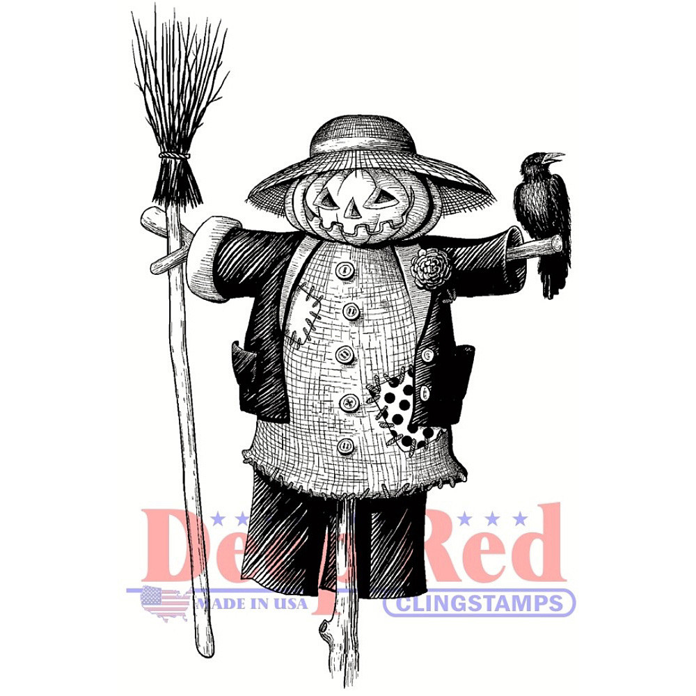 Scarecrow with Crow Rubber Cling Stamp