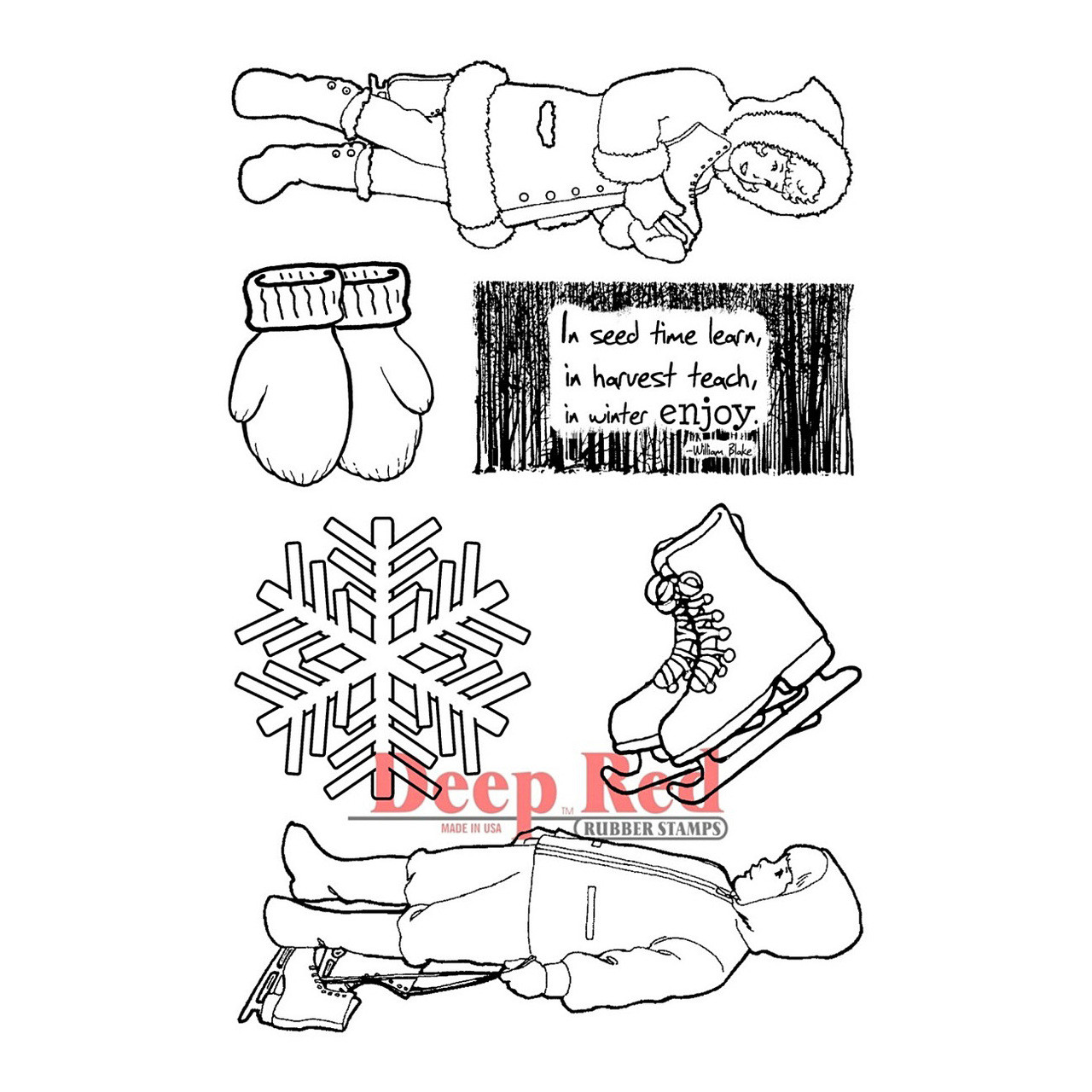 Winter Fun Rubber Cling Stamp