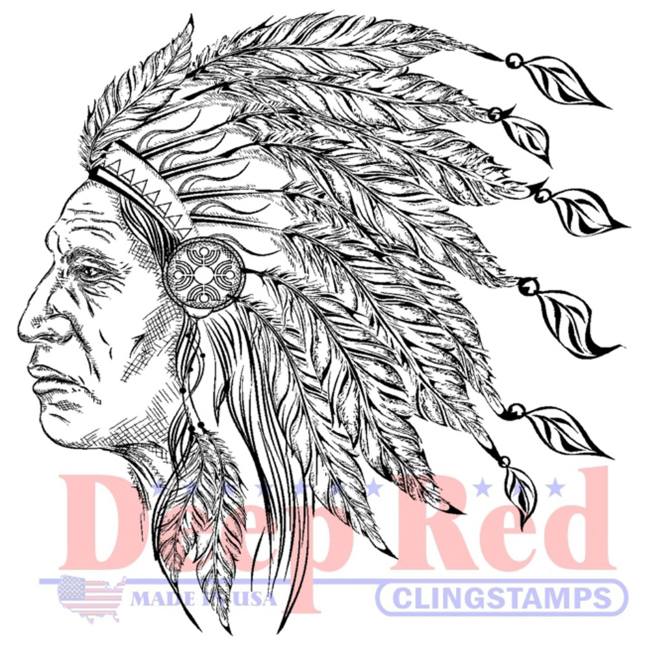 Indian Chief Rubber Cling Stamp