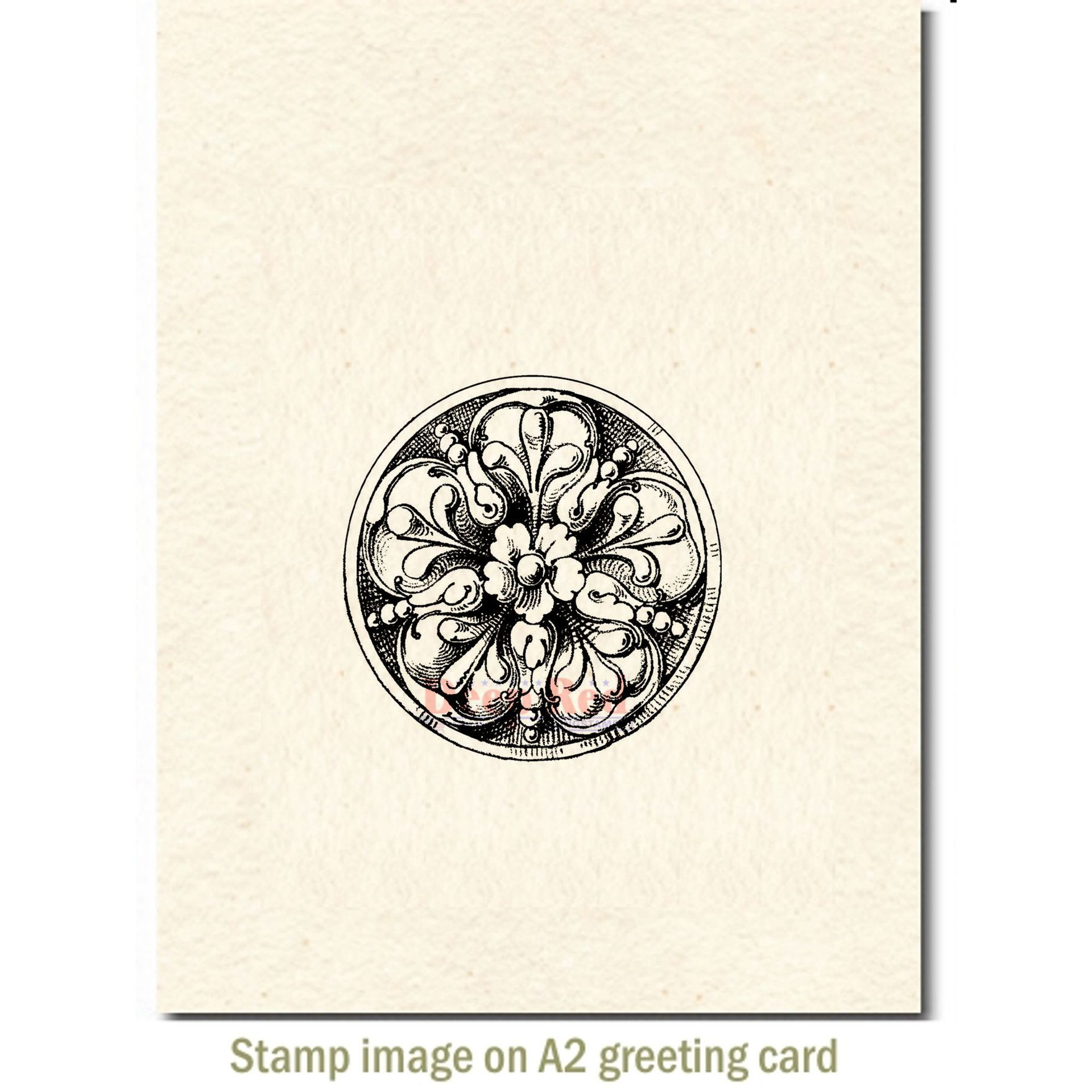 Deep Red Stamps Carved Stone Medallion Rubber Cling Stamp