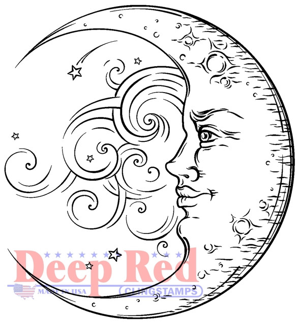 Crescent Moon Rubber Cling Stamp