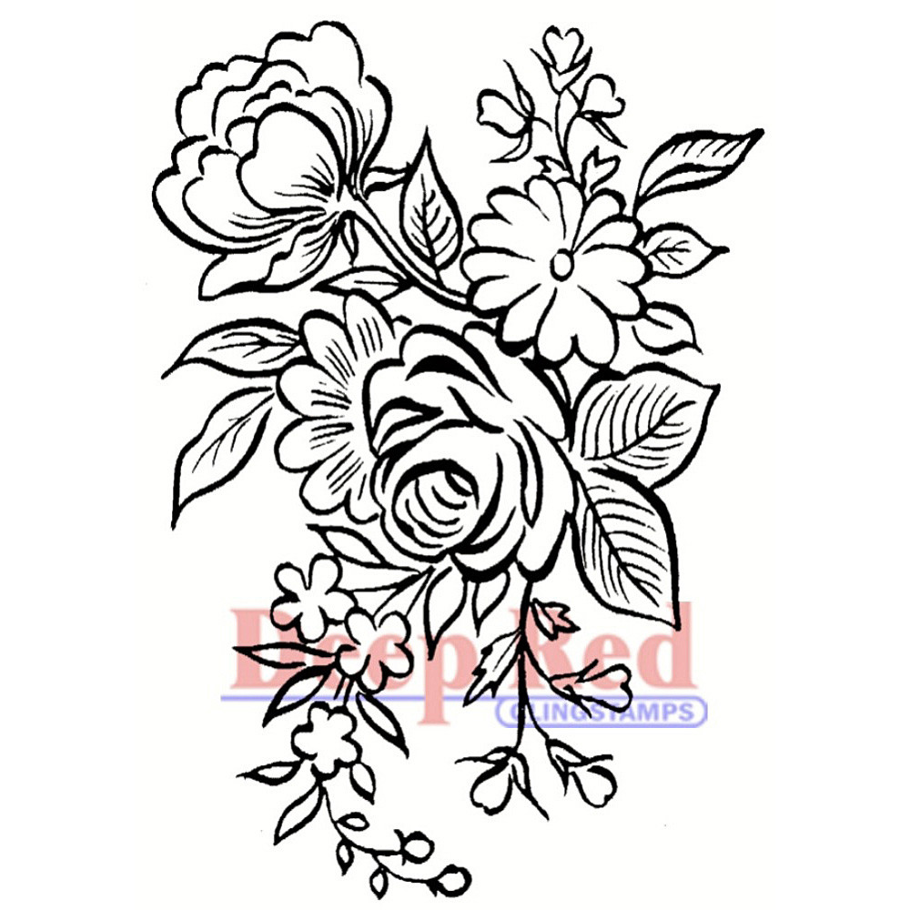 Floral Centerpiece Rubber Cling Stamp