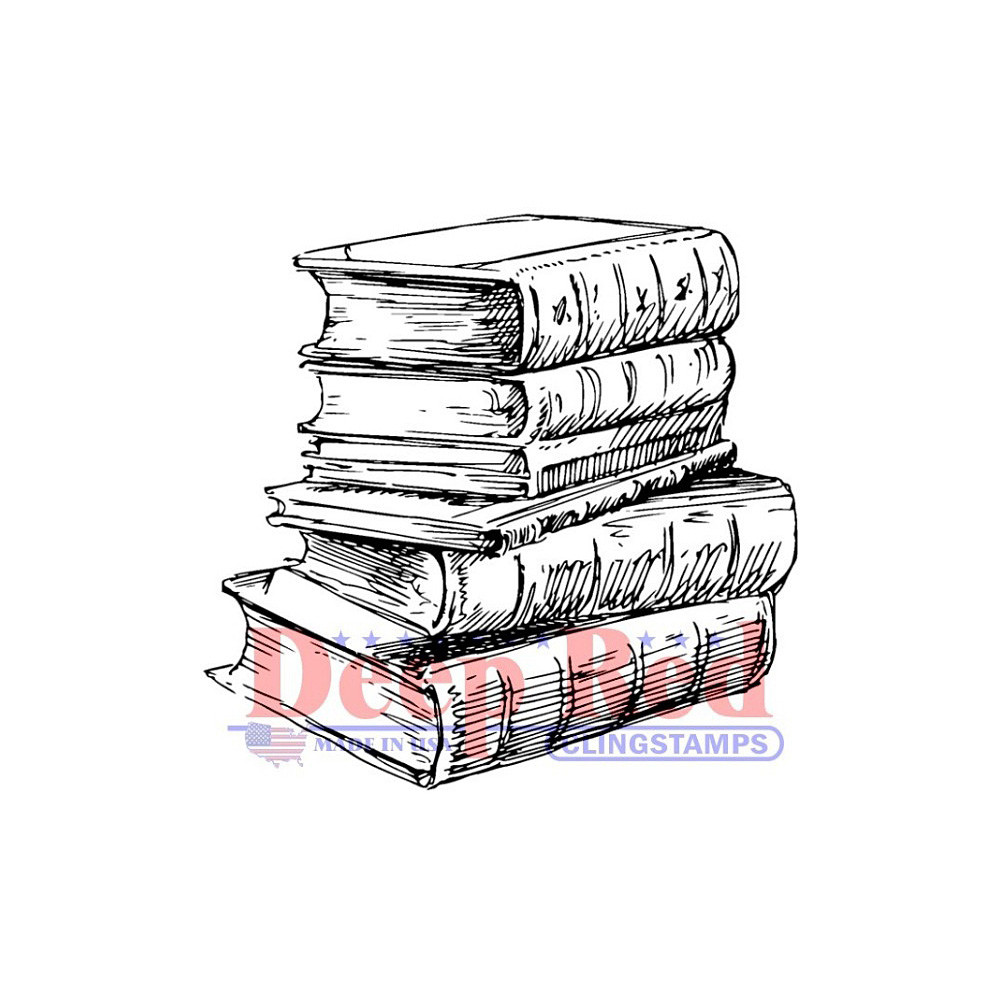 Library Books Rubber Stamp