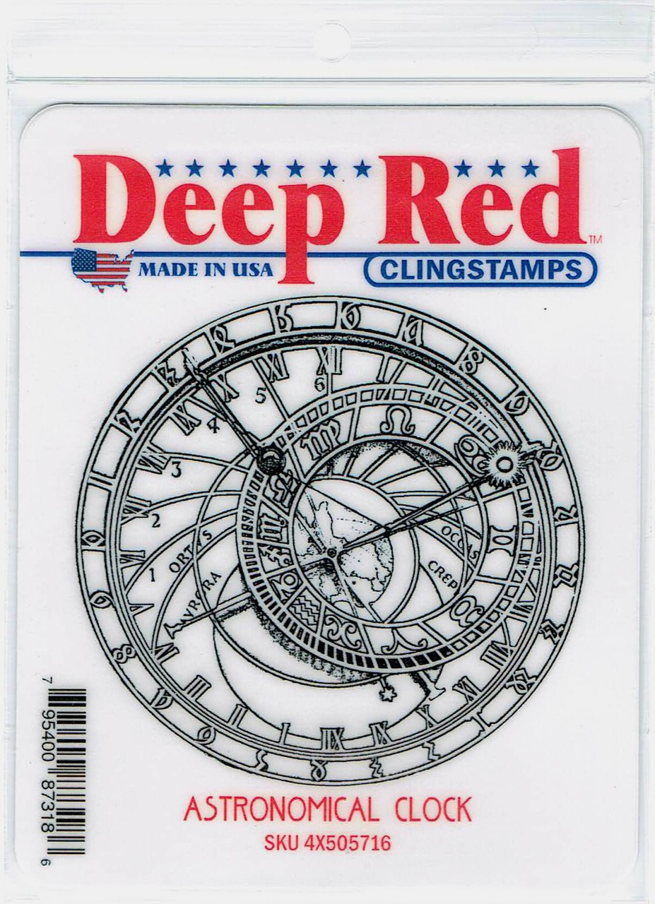 Astronomical Clock Rubber Cling Stamp