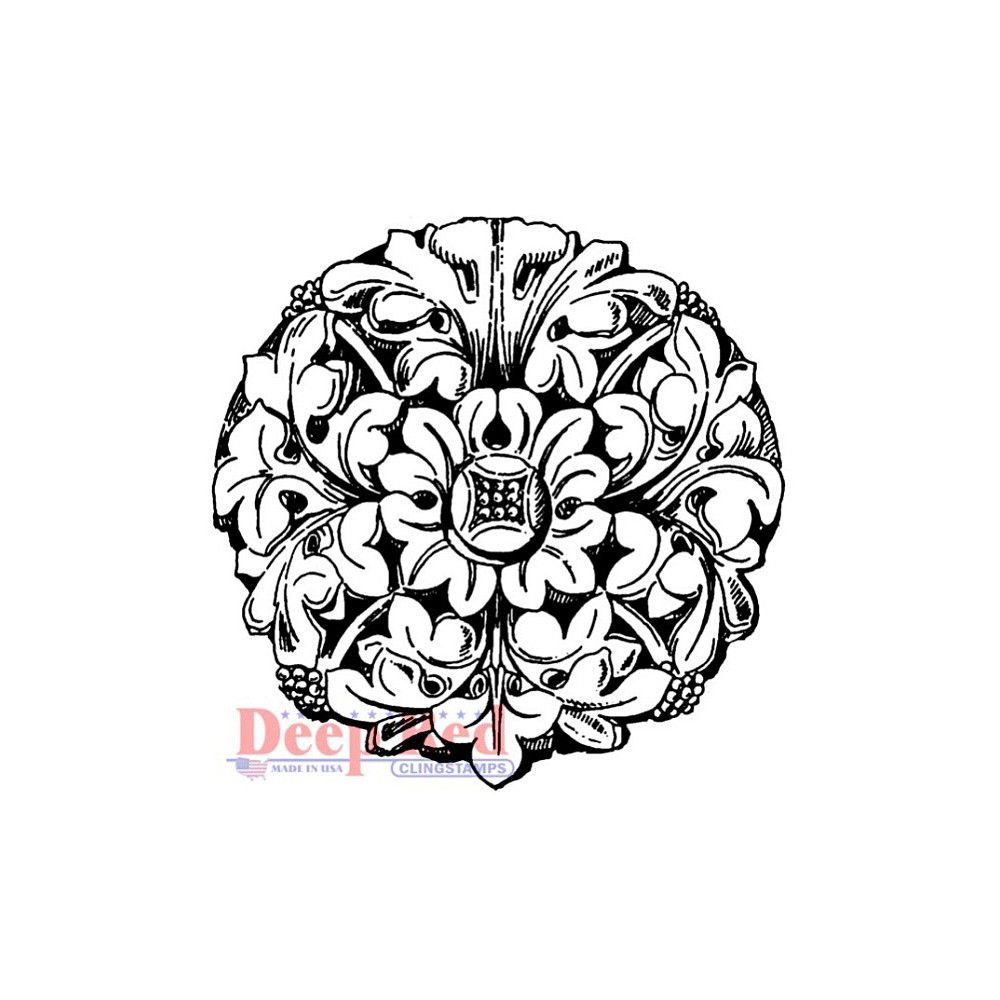 Deep Red Stamps Carved Stone Medallion Rubber Cling Stamp