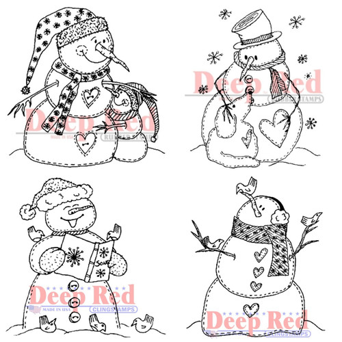 Snowman Group of 4 Rubber Cling Stamps