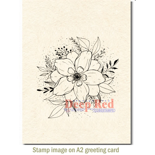 Flower Burst Rubber Cling Stamp - Deep Red Stamps