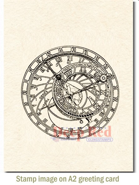 Astronomical Clock Rubber Cling Stamp