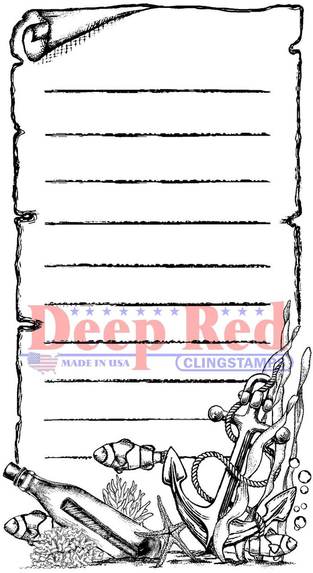 Rose Journal Notes Rubber Cling Stamp - Deep Red Stamps
