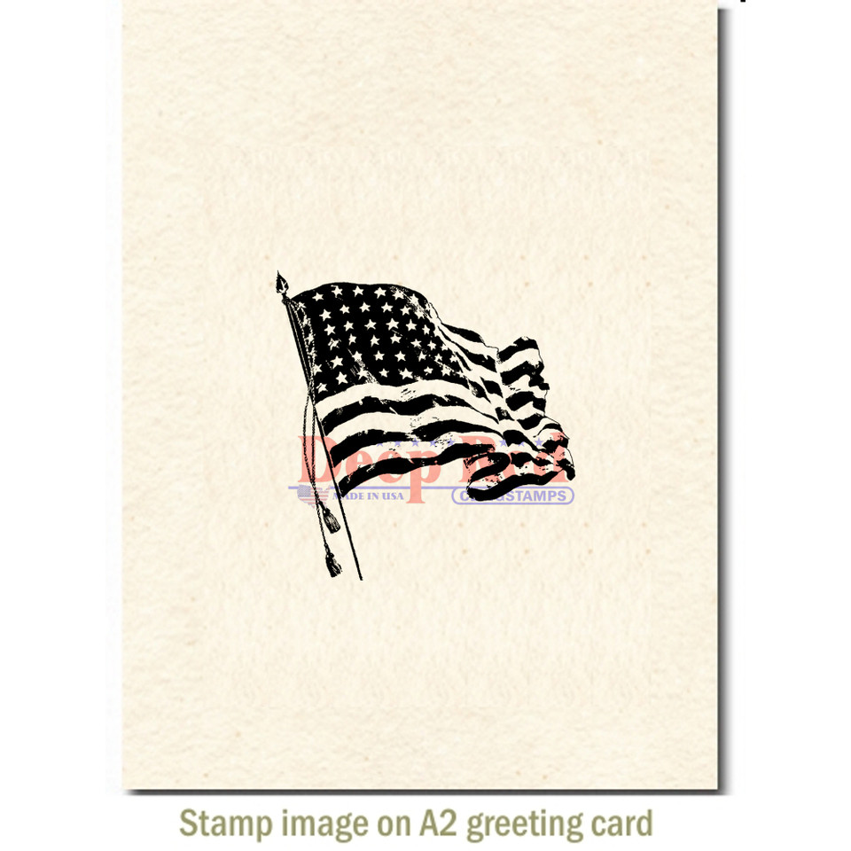 Deep Red Stamps American Flag Rubber Cling Stamp