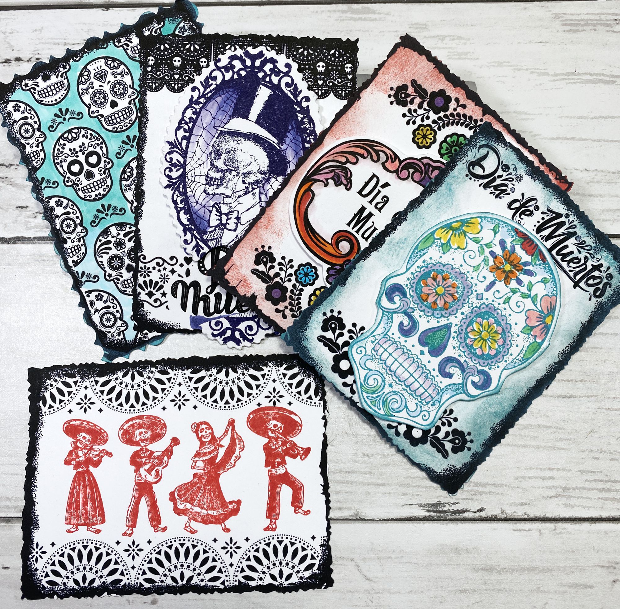 Day of the Dead Journal Cards - Deep Red Stamps