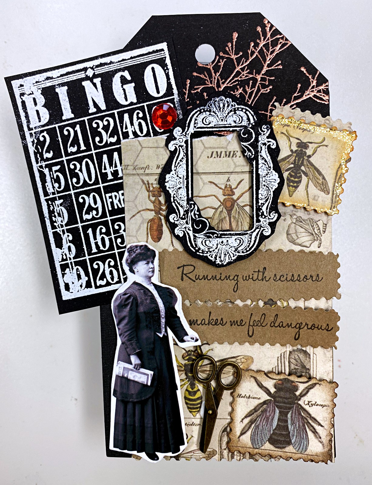 White Embossing on Black Paper - Deep Red Stamps