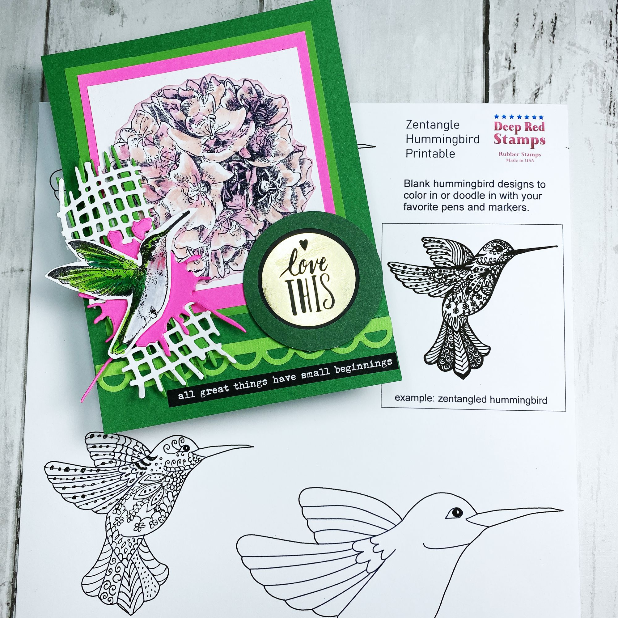 Hummingbirds Everywhere - Deep Red Stamps