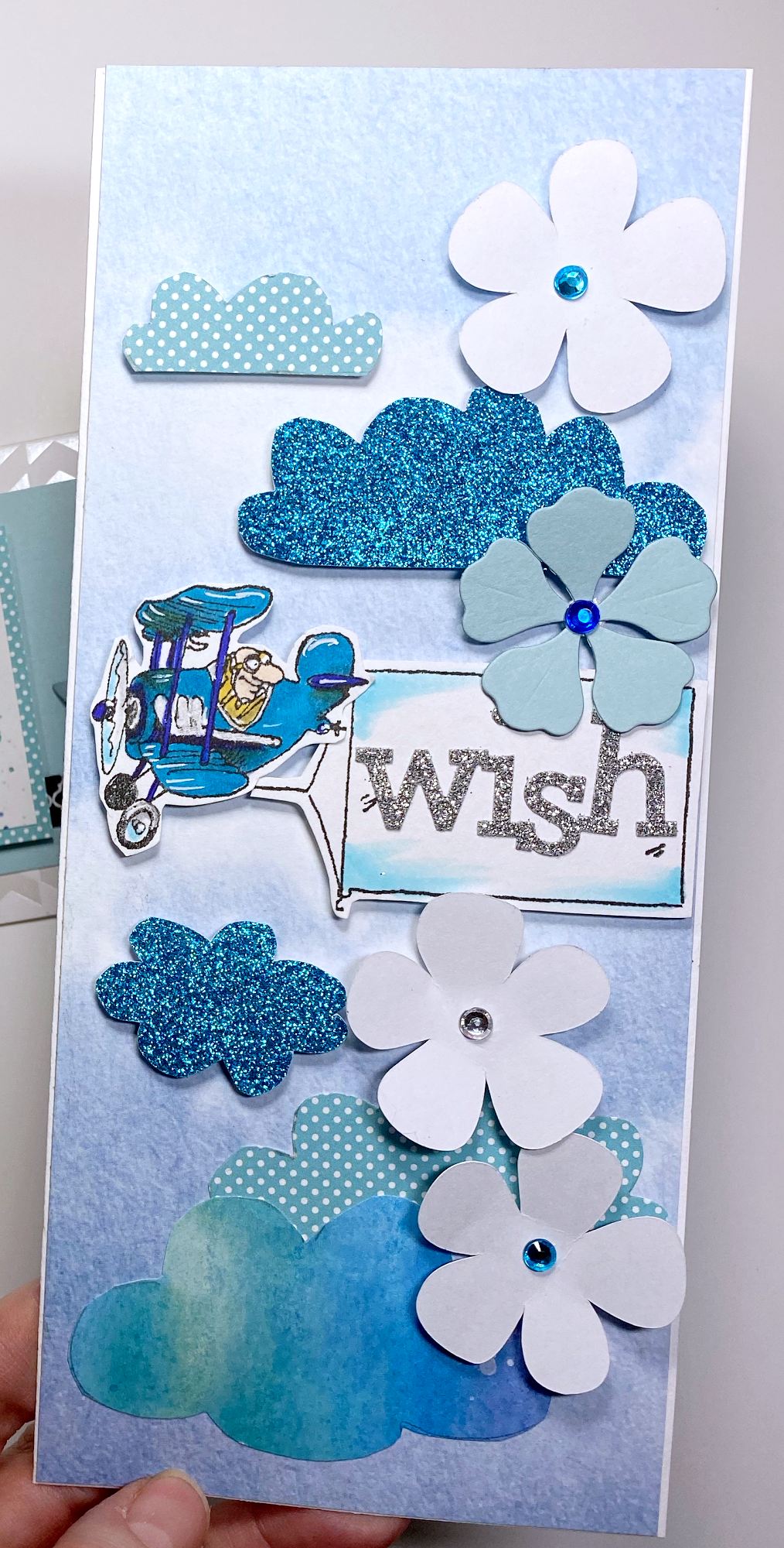 In the Clouds Tall Card and Free Cloud Template - Deep Red Stamps